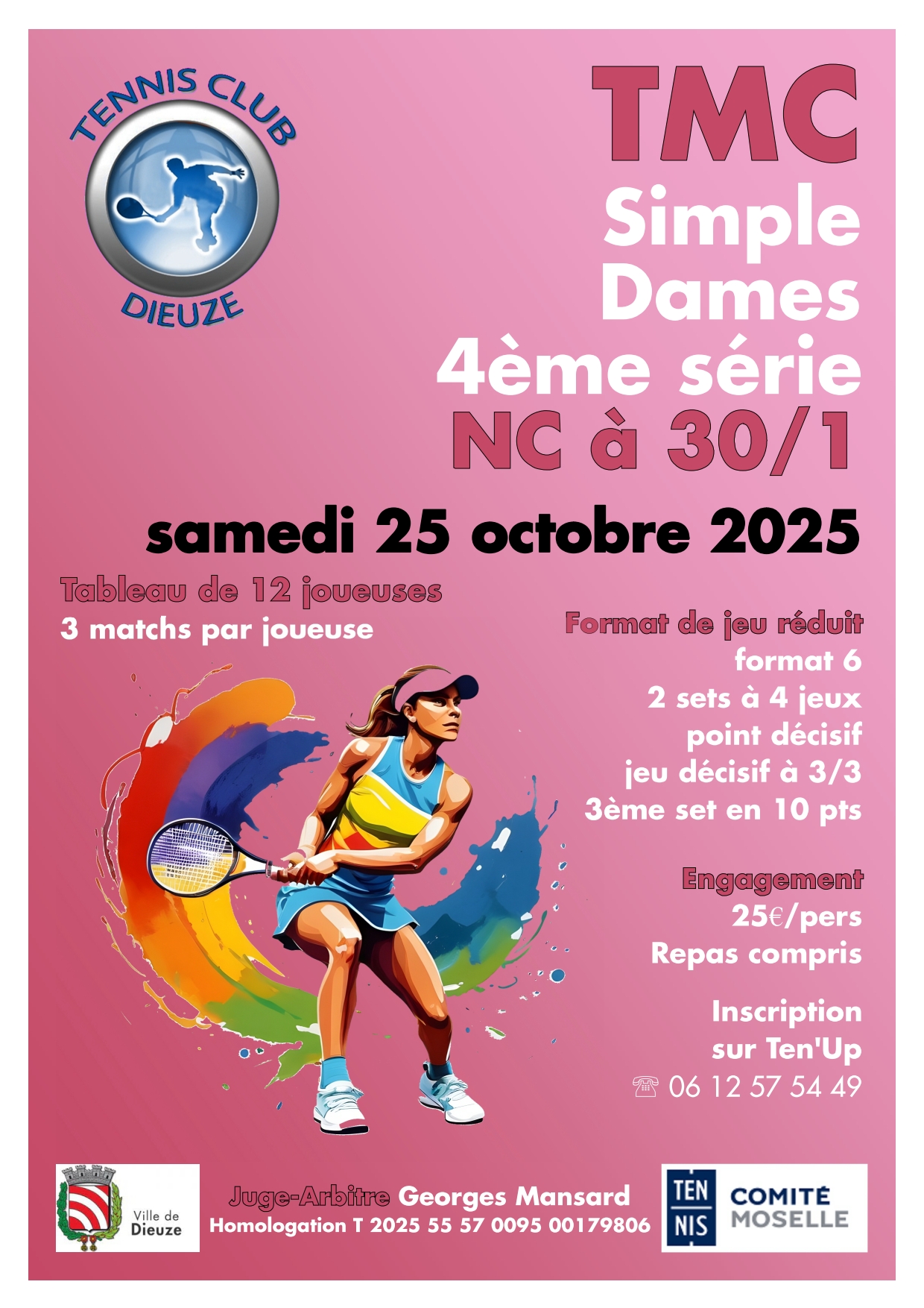 TMC Dames 4ème série – 25 octobre 2025 – Tennis Club de Dieuze
